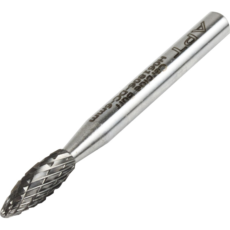 Carbide Burr 3mm Diameter 8mm Head Length Double Cut Flame Associated ...