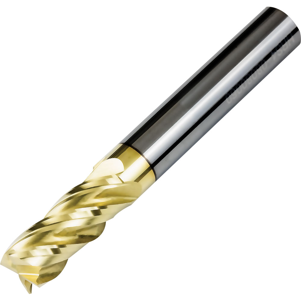HRS4-12120075 4 Flute Carbide End Mill for Titanum and HRSA 12mm Diameter AlTiN-ZrN Coated 60HRC ...