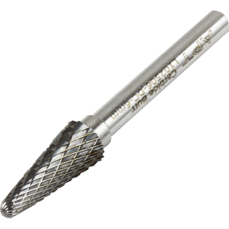 Carbide Burr 12mm Diameter 28mm Head Length Double Cut Ball Nose Cone ...