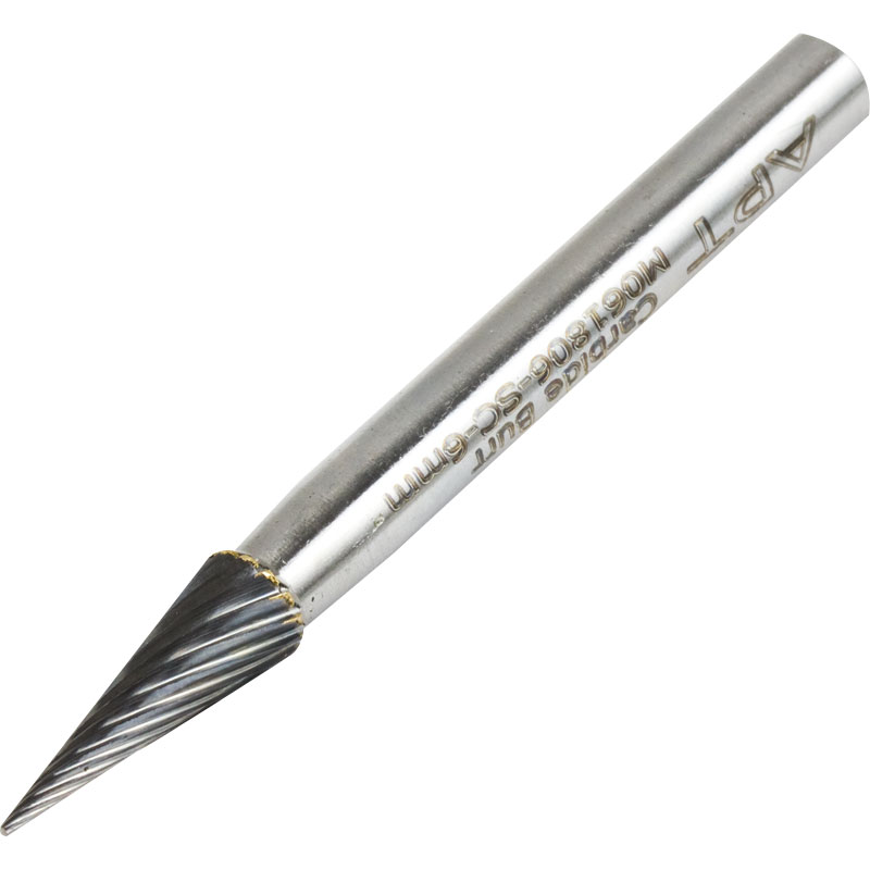 Carbide Burr 3mm Diameter 11mm Head Length Single Cut Cone Associated ...