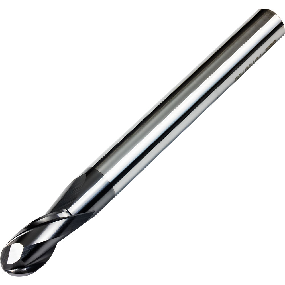 SB2-10100100 2 Flute Ball Nose Carbide End Mill for Stainless and HRSA 10mm Diameter 100mm Long ...