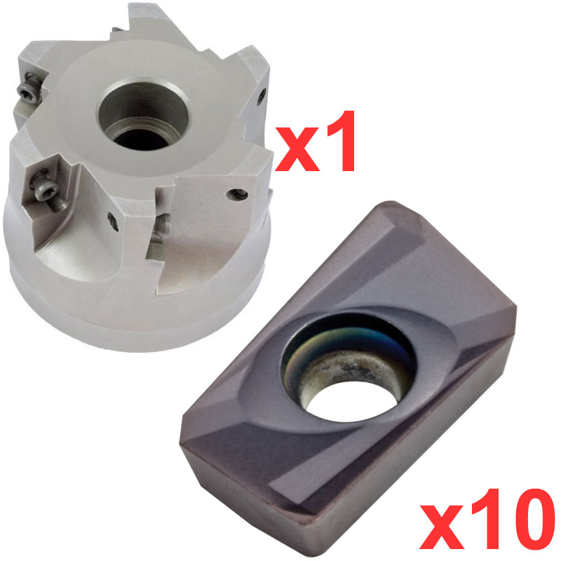 Economy 90° Face Milling Set 80mm Diameter with 10 General Purpose ...