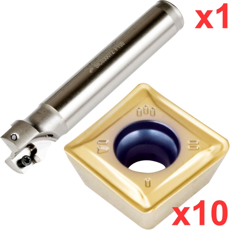 90° End Milling Set 20mm Diameter 100mm Long 16mm Plain Shank with 10 ...