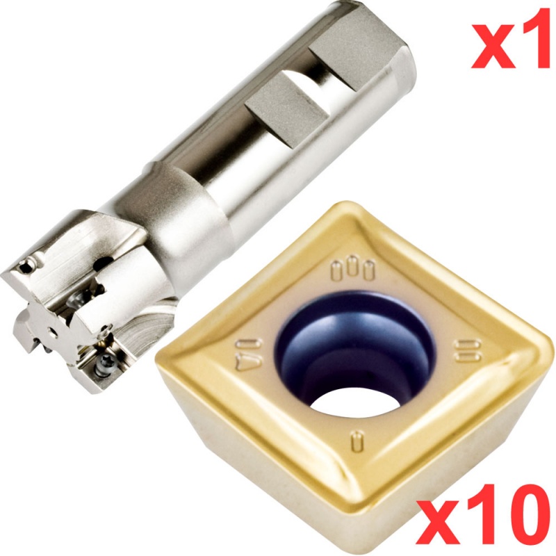 90° End Milling Set 32mm Diameter 98mm Long 25mm Weldon Shank with 10 ...